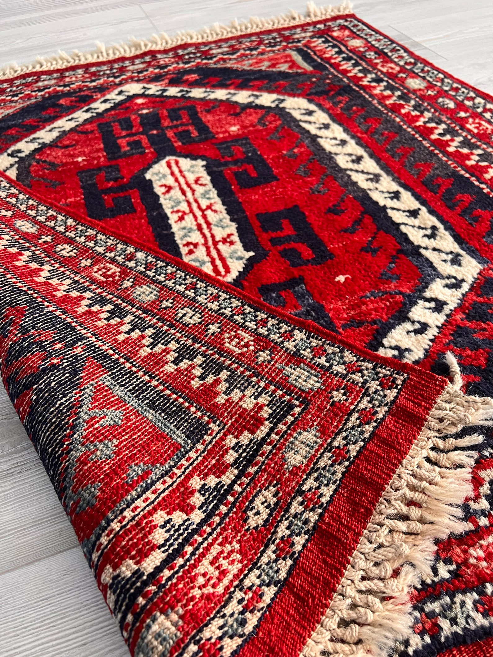 3X3 Ft Square Vintage Hand Knotted Turkish Accent/scatter/small Rug ...