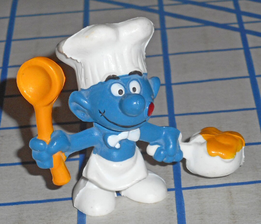 Vintage Bully Chef Smurf Cook With Pan Peyo PVC Figure VG - Etsy