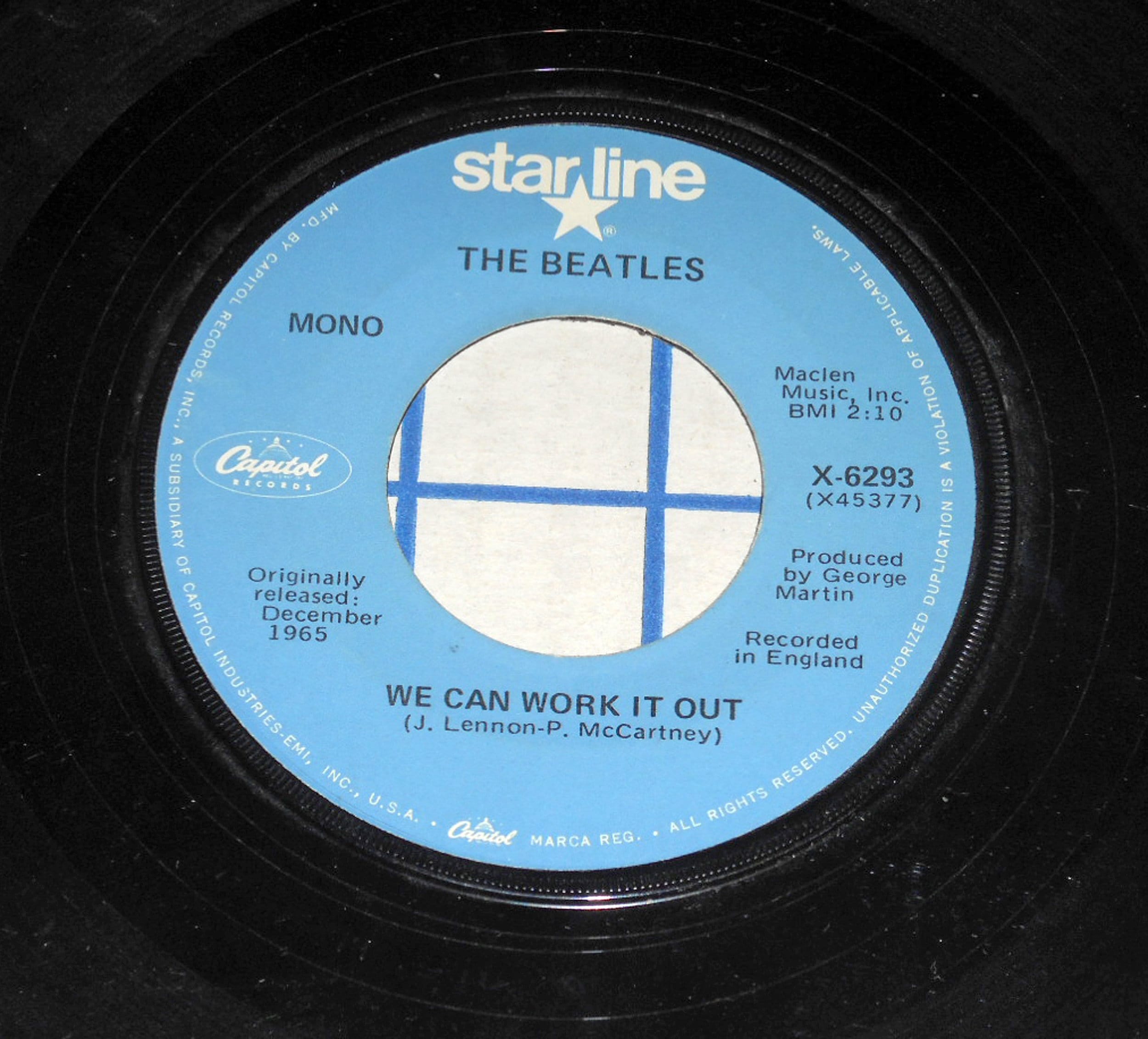 Star Line Beatles 45rpm Record Mono Day Tripper/we Can Work It Out X ...