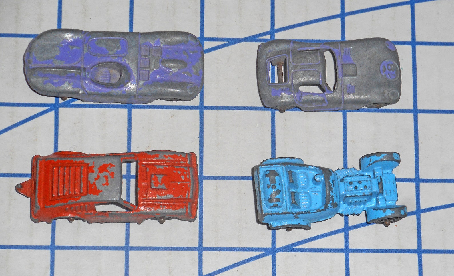 Lot of 4 Tootsietoy Midget Series Mini Cars D Jaguar, Mustang, Hot Rod ...