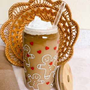 Christmas Gingerbread Glass Can Cup, Thanksgiving Ice Coffee Glass ...