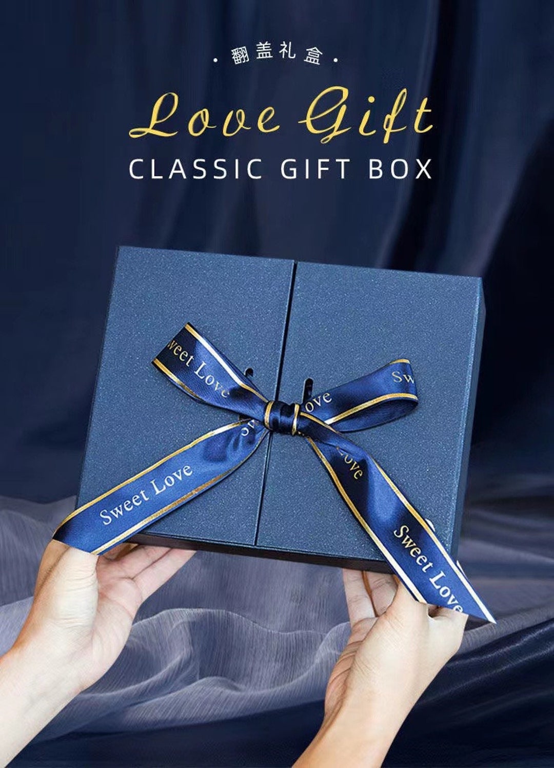 High-quality Navy Blue Gift Box Empty Luxury Gift Box With Ribbon Gift ...