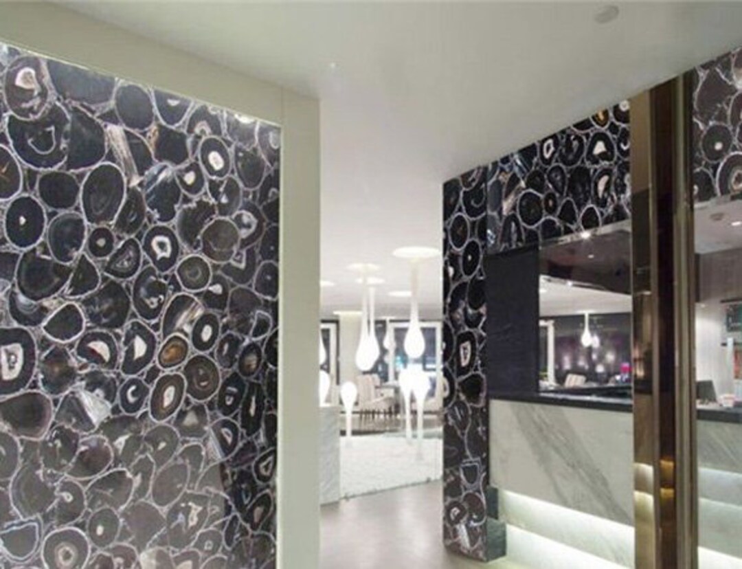 Black Agate Wall Panel Decor Agate Wall Decor Agate Counter - Etsy