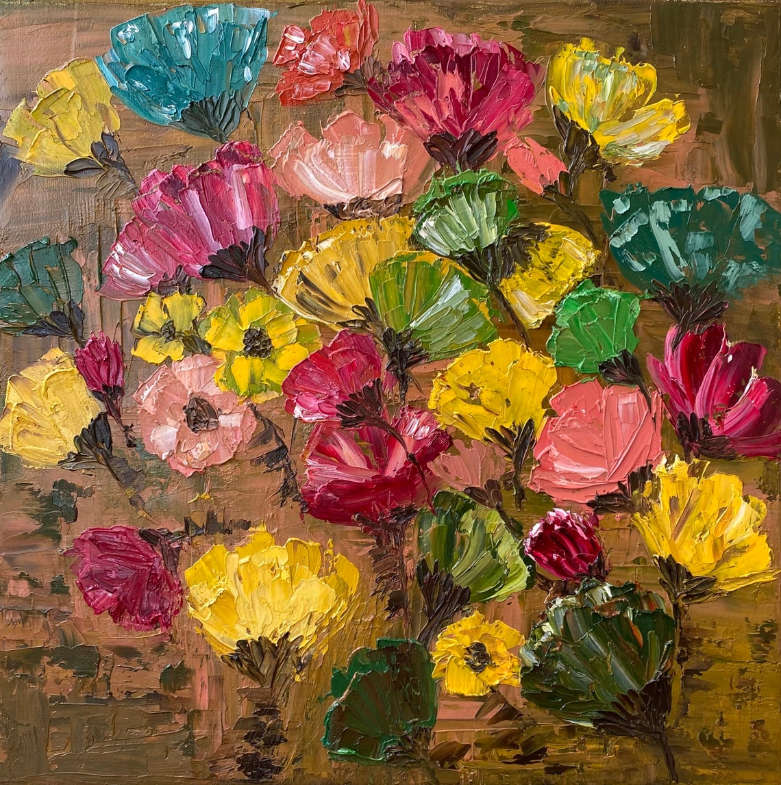 Wildflower Oil Painting Abstract Flowers Oil Painting Still - Etsy UK