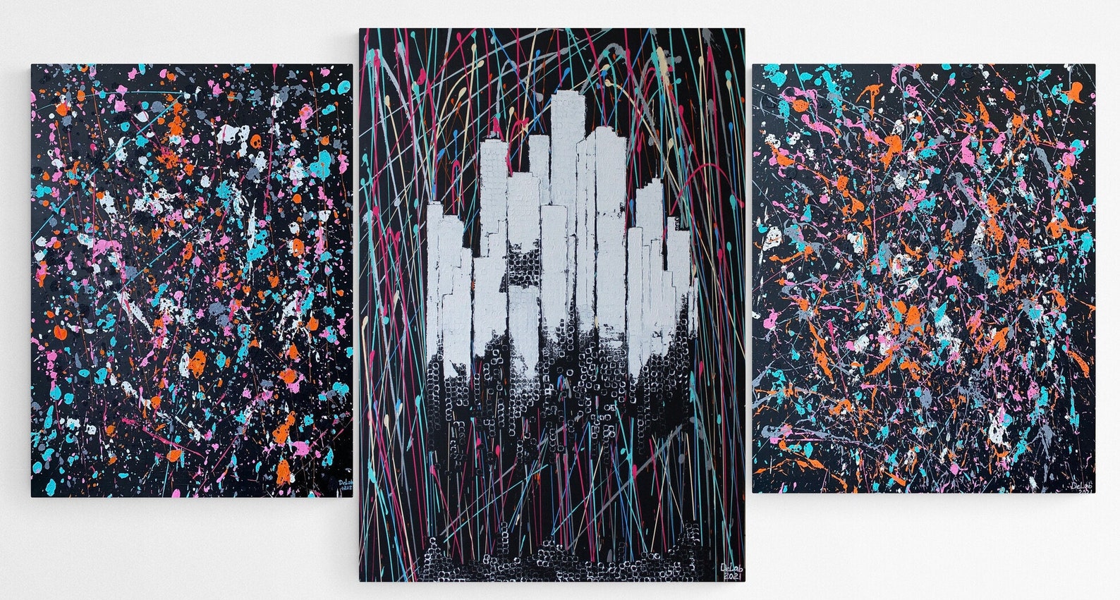 Triptych Wall Art Wall Art Set of 3 Abstract Colorful Painting - Etsy