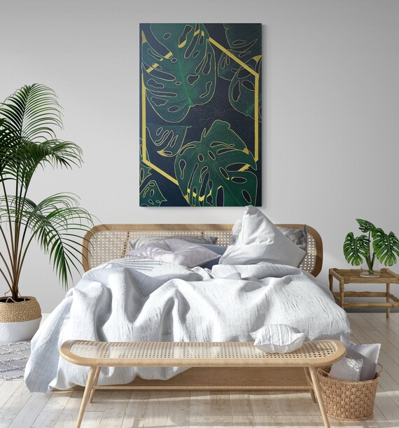Large Painting Monstera Art Plant Decor Green Painting - Etsy