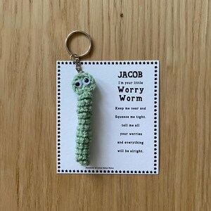 Worry Worm, Handmade Crochet Worm Keyring, Personalisation Option - Aid ...