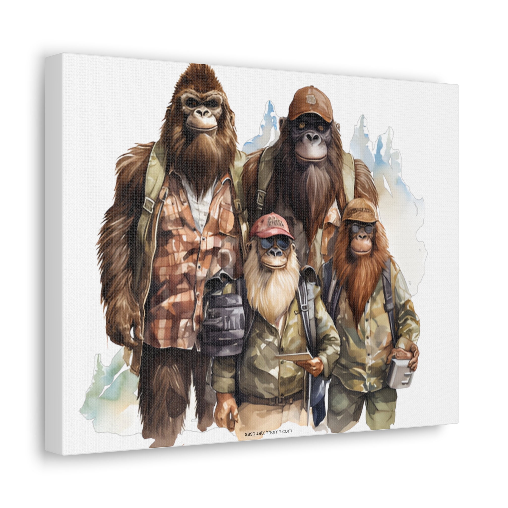 Bigfoot / Sasquatch and Friends Hiking Trip Portrait Canvas Wall Decor ...