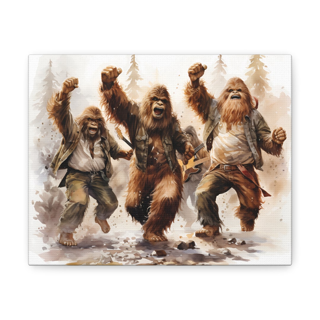 Bigfoot / Sasquatch and Friends Dancing Canvas Wall Decor / Hanging - Etsy
