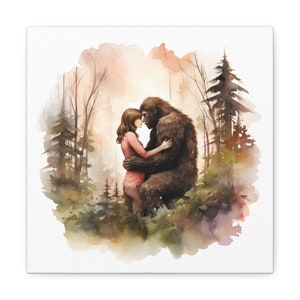 Bigfoot / Sasquatch and Human Love Canvas Wall Decor / Hanging - Etsy