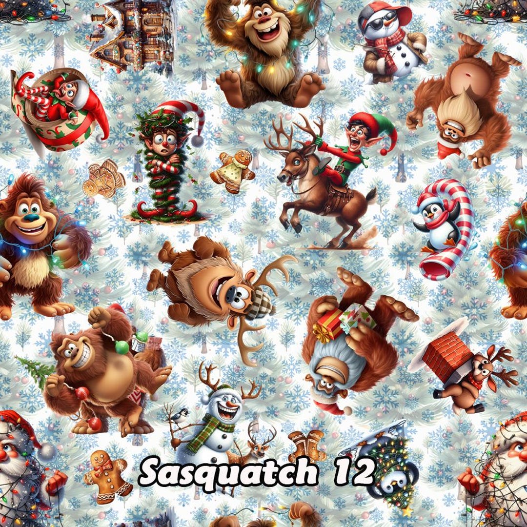 Bigfoot Sasquatch Christmas 3 Quilt Cotton Fabric BULK ONLY 5 Yards - Etsy