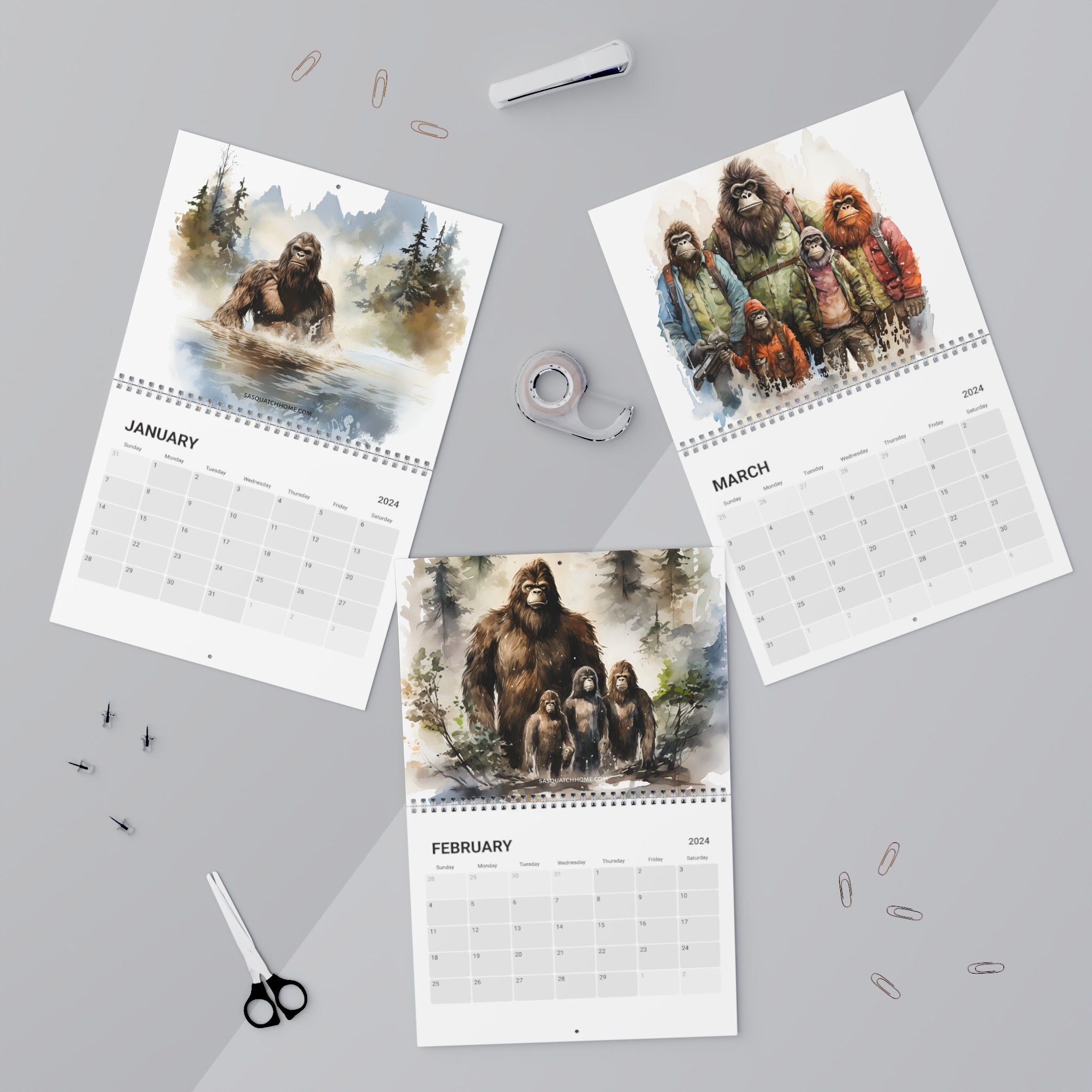 Sasquatch Bigfoot 2024 Calendar - Etsy