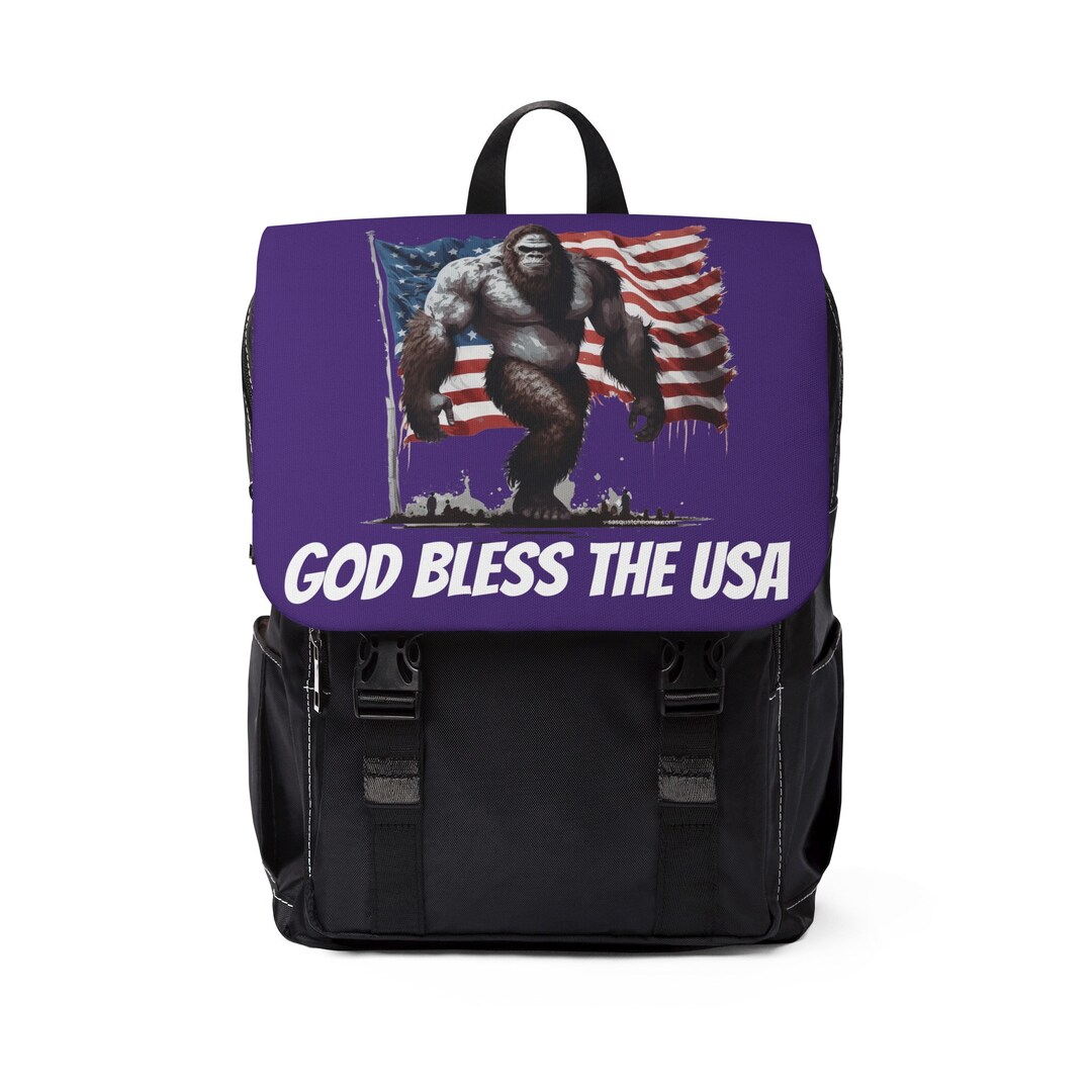 Sasquatch Bigfoot God Bless USA Purple Casual Shoulder Backpack - Etsy