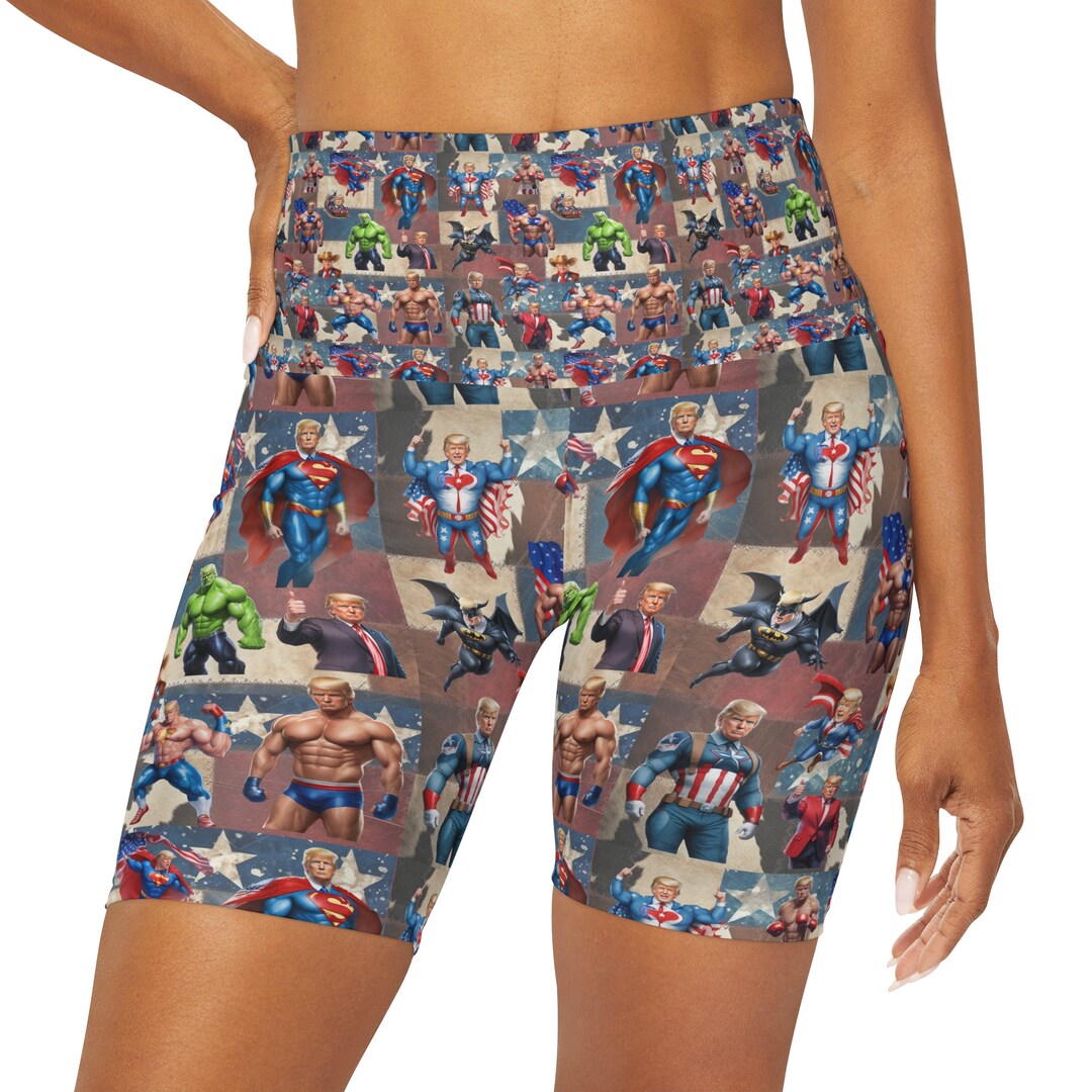 Donald Trump Superhero Collage High Waisted Yoga & Workout Shorts - Etsy