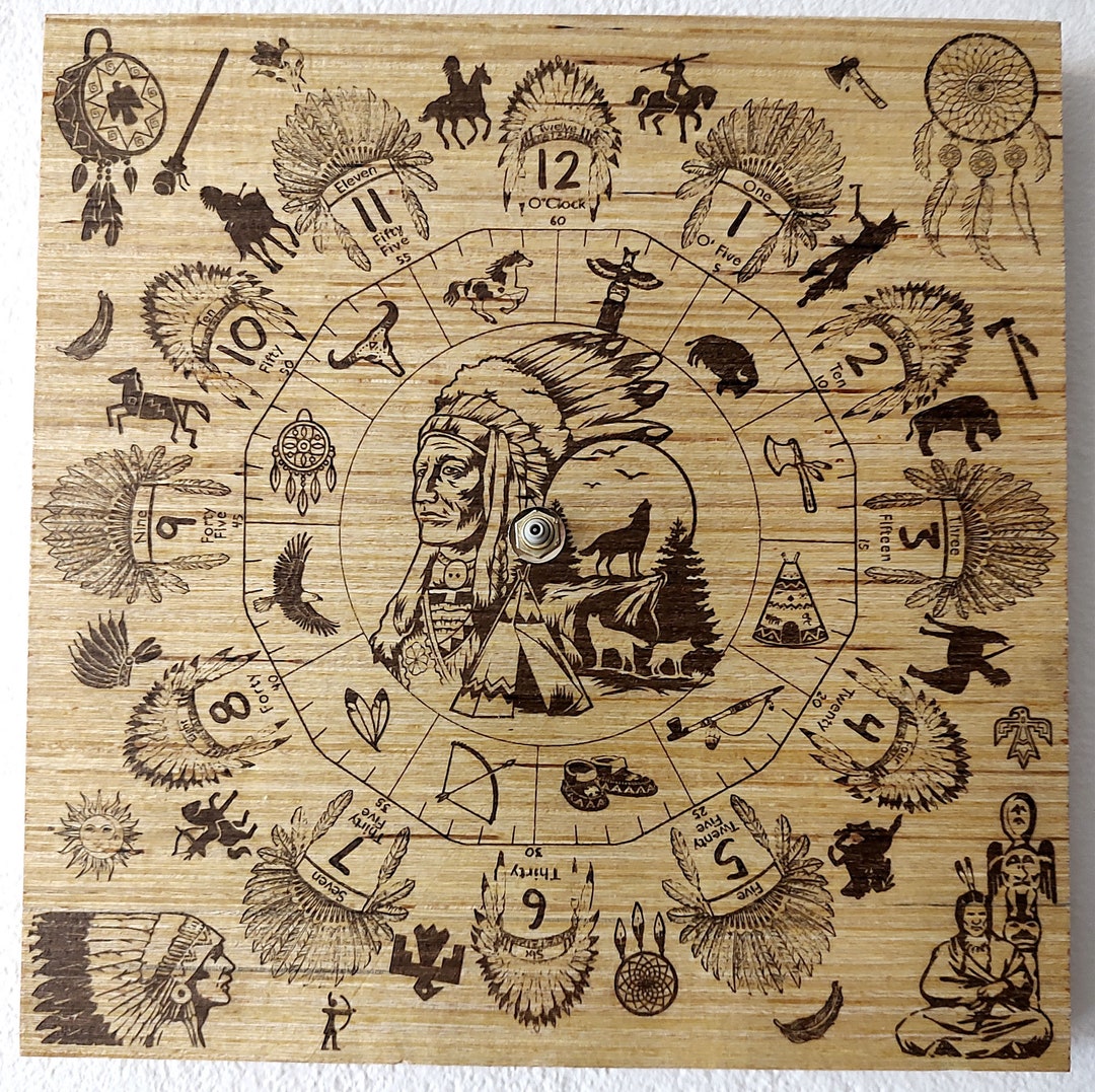 Native American / Indian Wood Clock 3 Sizes FREE PERSONALIZATION - Etsy
