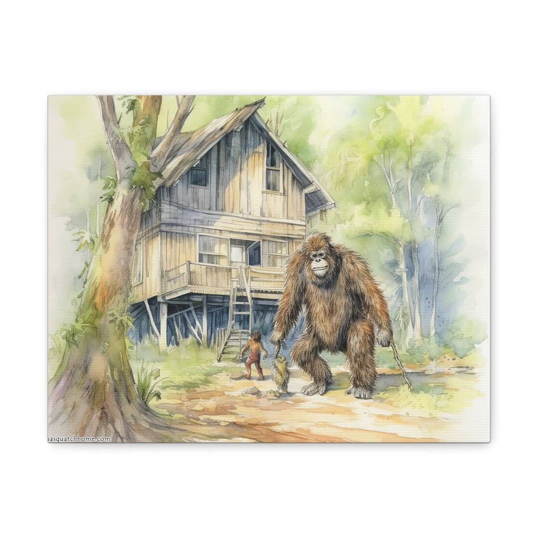 Bigfoot / Sasquatch Home Sweet Home Canvas Portrait Wall Decor Hanging ...