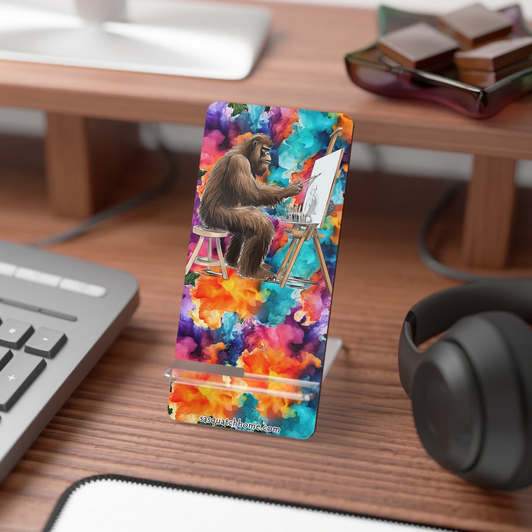 Sasquatch Bigfoot Artist Color Splash Mobile Cell Phone Display Stand ...