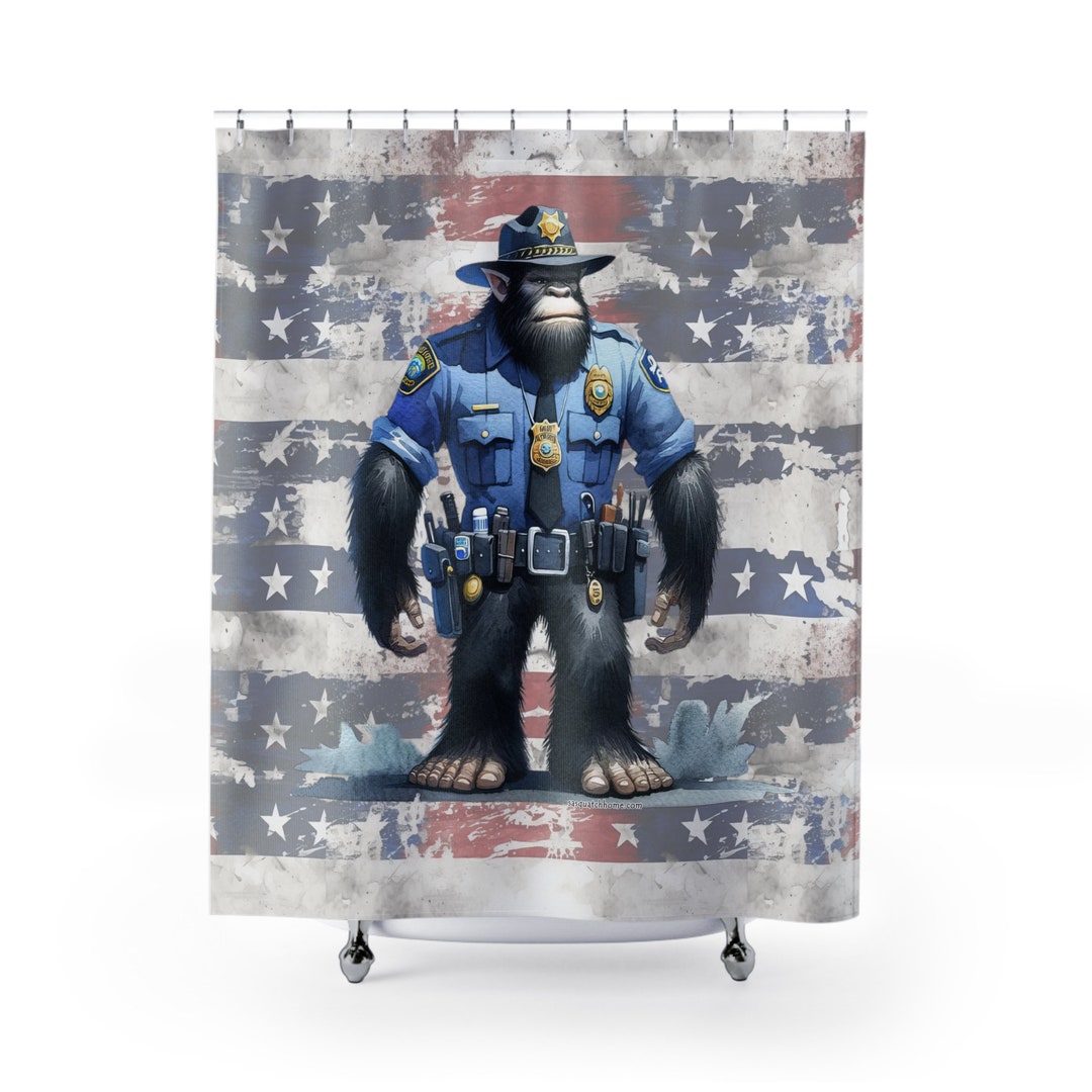 Sasquatch / Bigfoot Police Officer Shower Curtain - Etsy