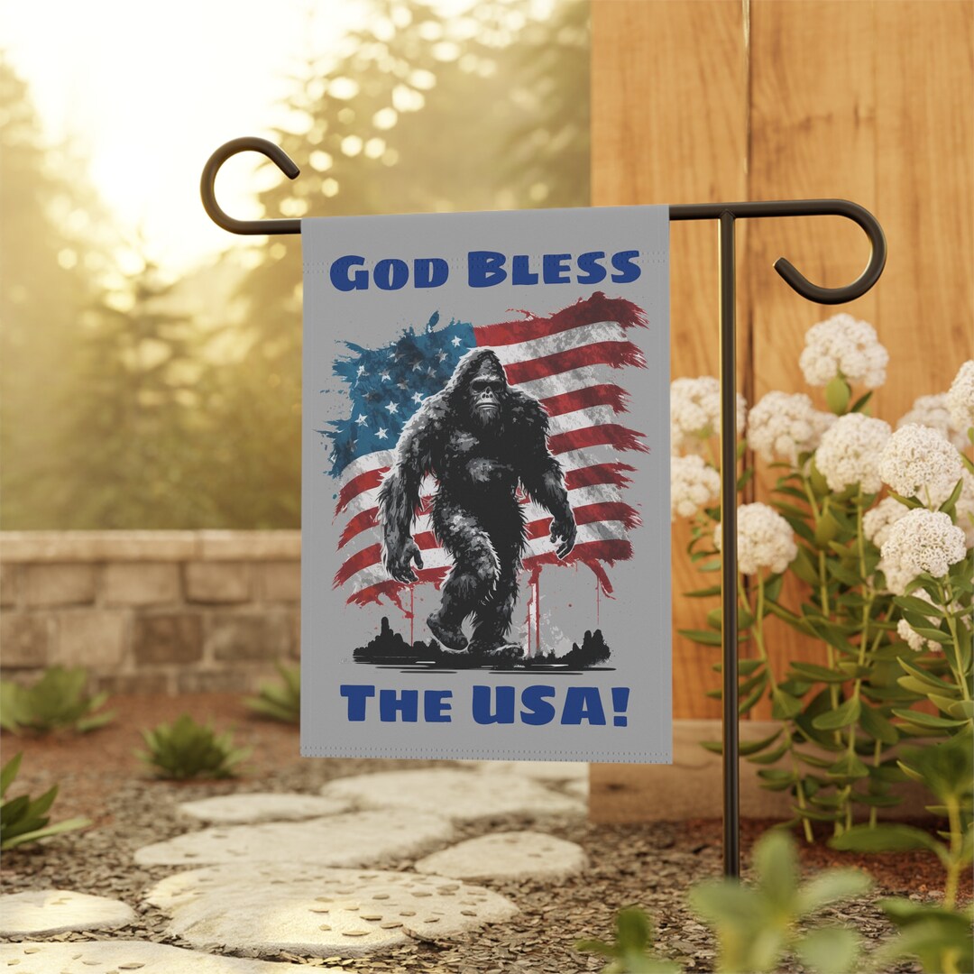 Bigfoot God Bless the USA Garden & House Flag Banner 2 Sizes - Etsy