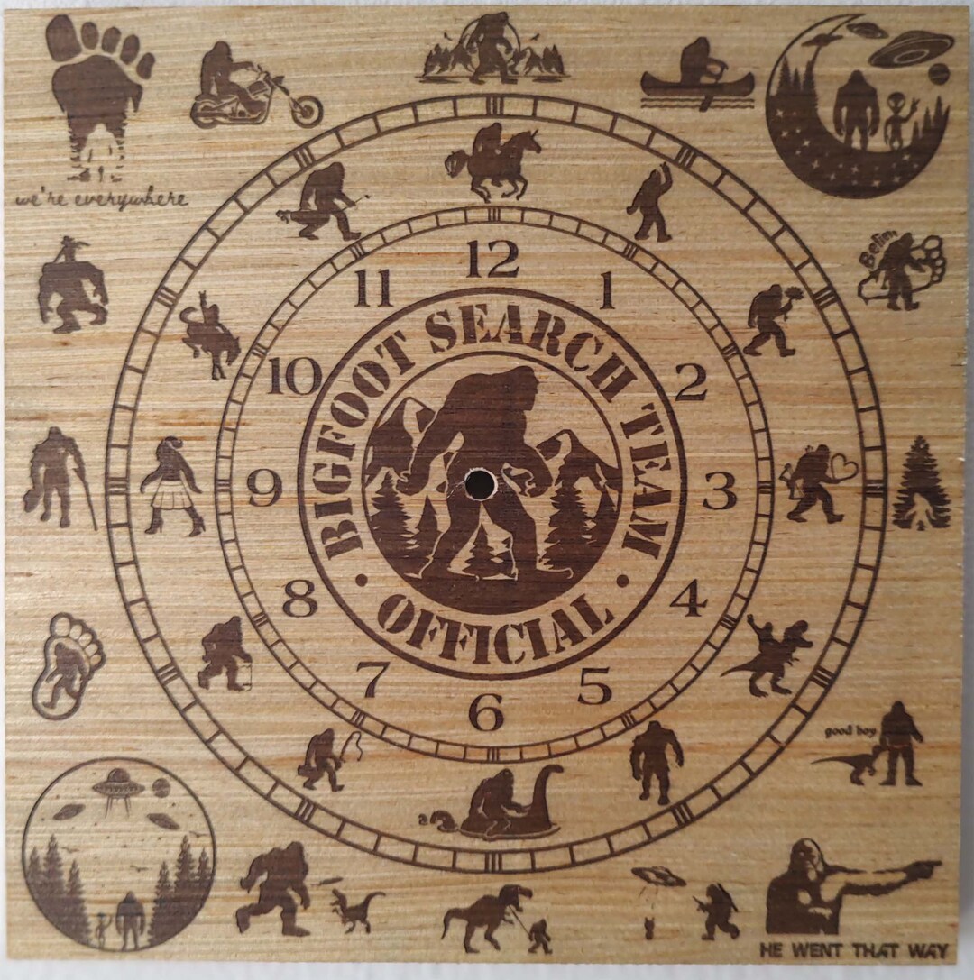 Sasquatch / Big Foot Lovers Clock 3 3 Sizes LIGHT up OPTION in 8 Colors ...