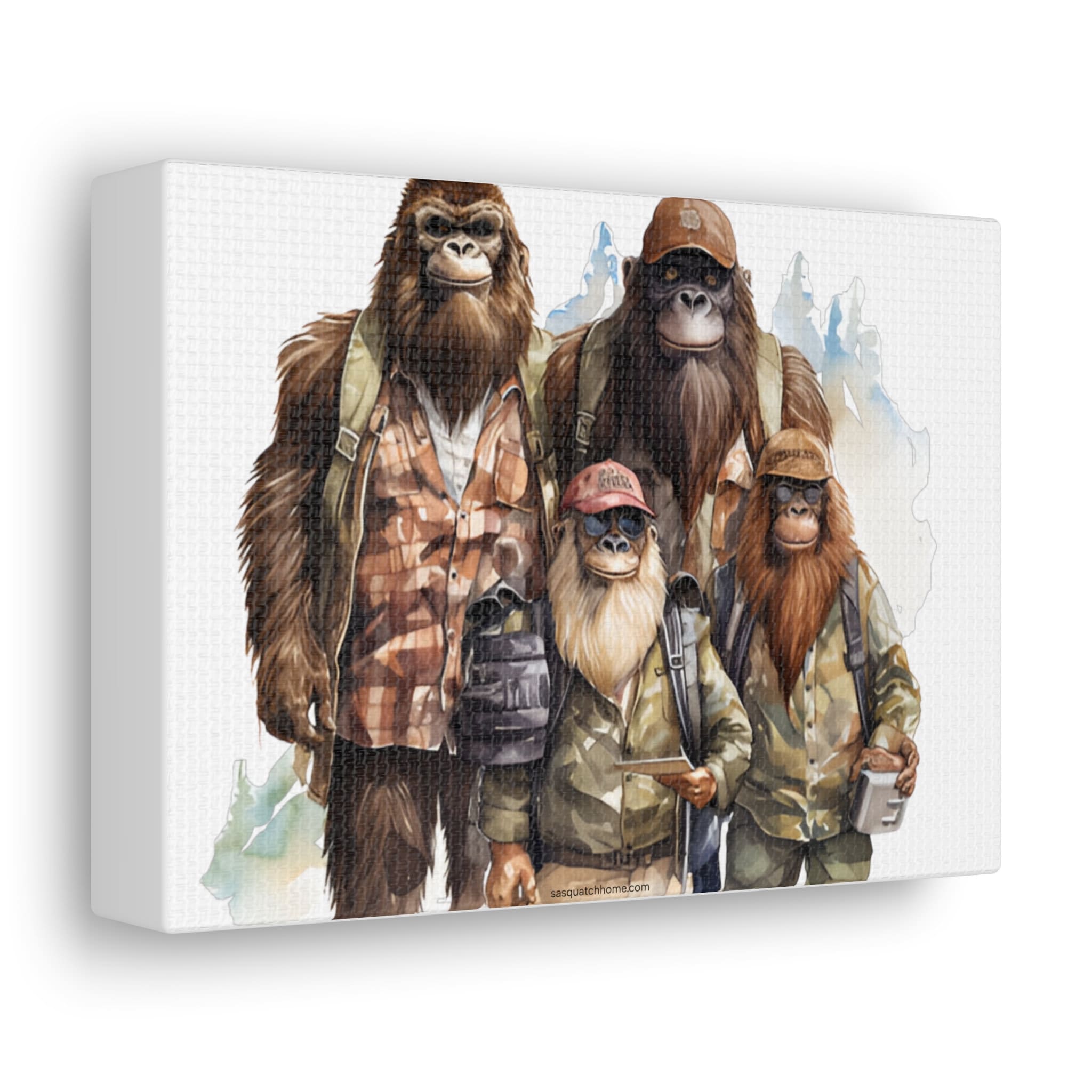 Bigfoot / Sasquatch and Friends Hiking Trip Portrait Canvas Wall Decor ...