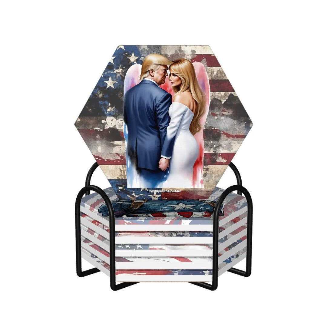 Donald Trump, MAGA, Don & Melania, 6 Ceramic Coasters W Metal Stand - Etsy