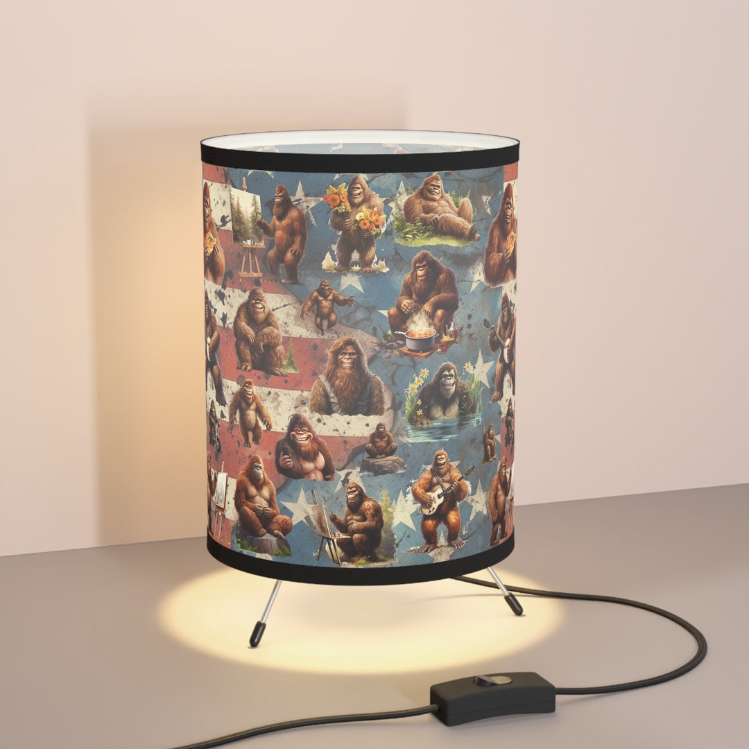 Sasquatch Bigfoot Patriot Tripod Lamp With High Res Shade - Etsy