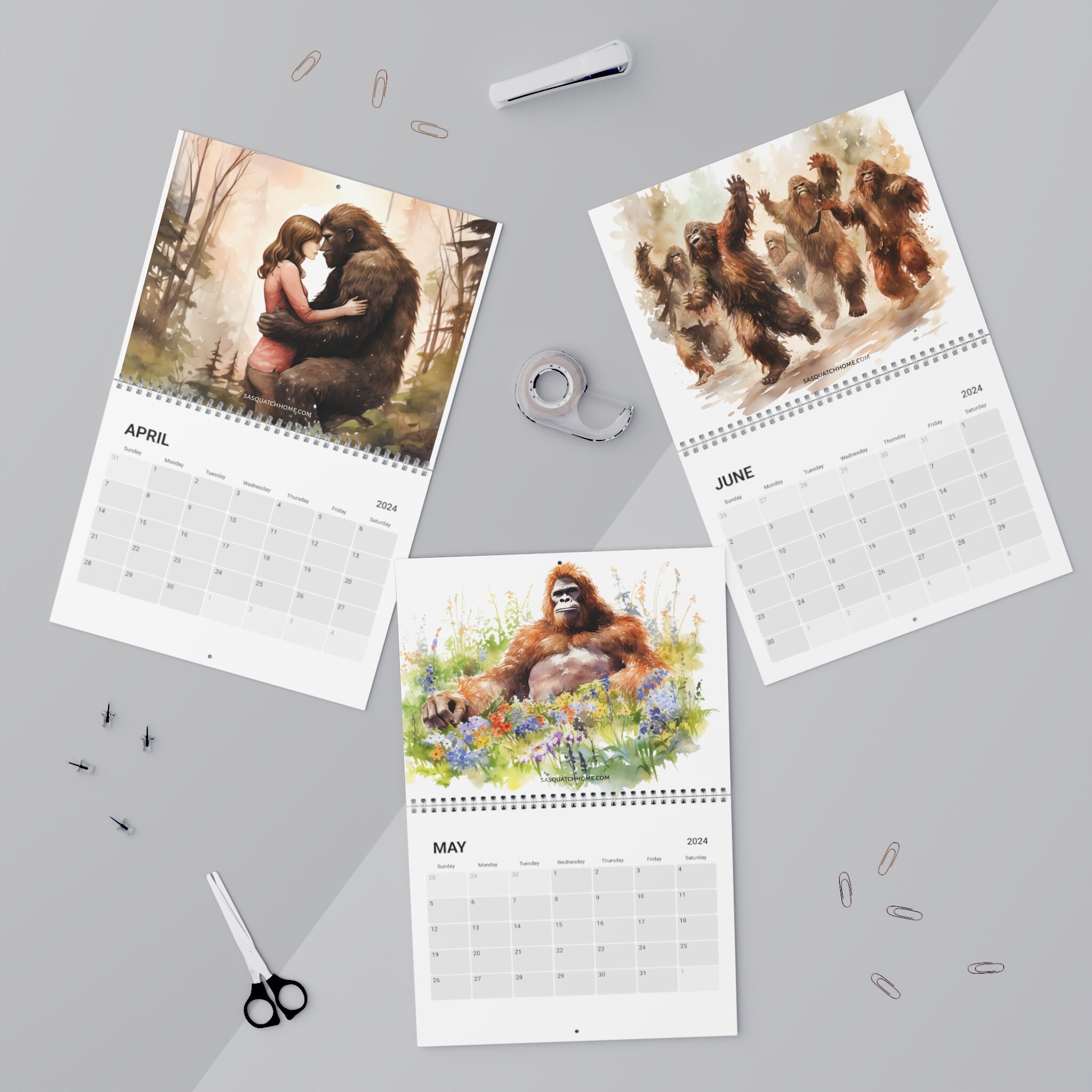 Sasquatch Bigfoot 2024 Calendar - Etsy