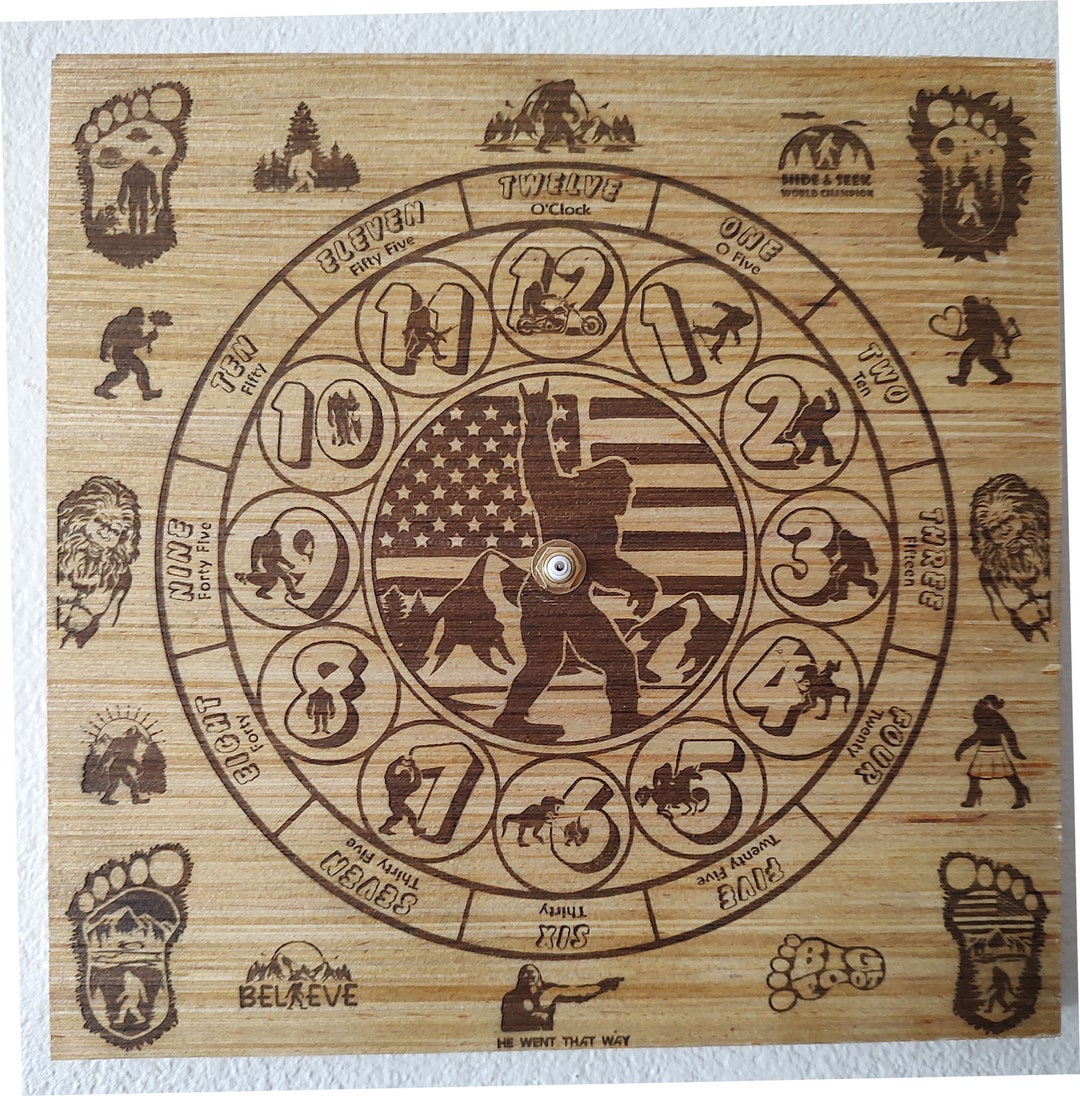 Sasquatch / Big Foot Lovers Clock 3 3 Sizes LIGHT up OPTION in 8 Colors ...