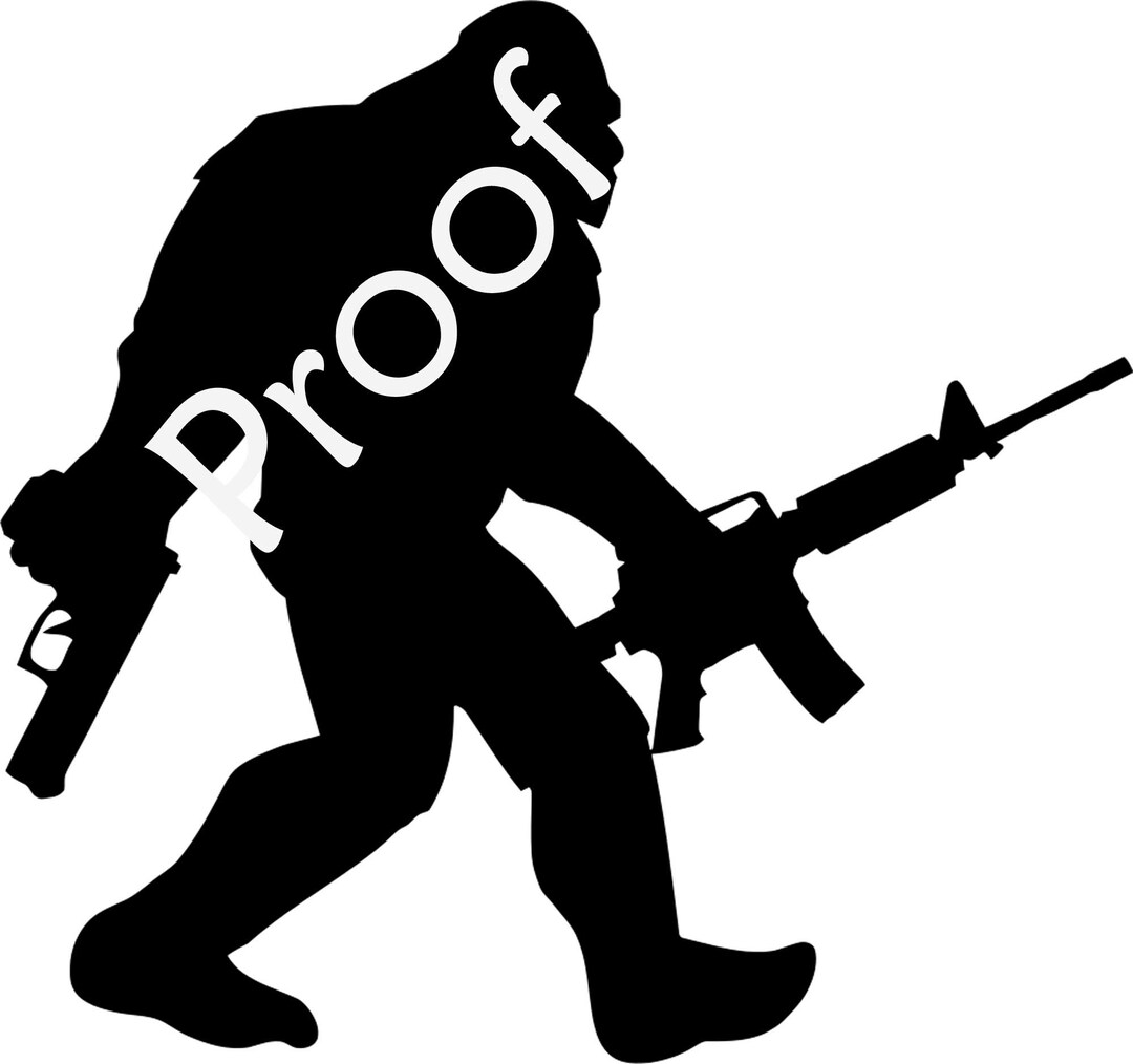Big Foot / Sasquatch With Guns SVG, PNG, DXF, Pdf Formats Digital ...