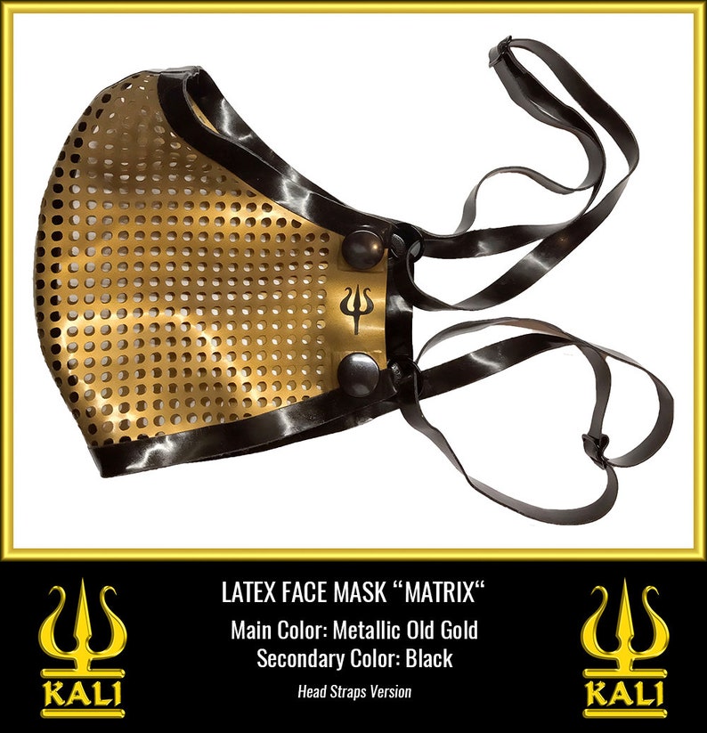 LATEX FACE MASK matrix Head Straps Version & 2 Cotton / Baumwoll Inlays ...
