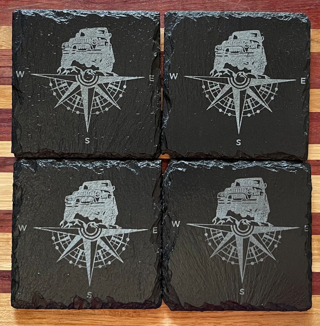 Jeep Adventure Compass Slate Coasters - Etsy