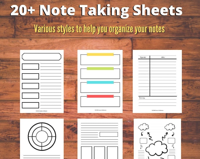 Note Taking Sheets instant Download - Etsy