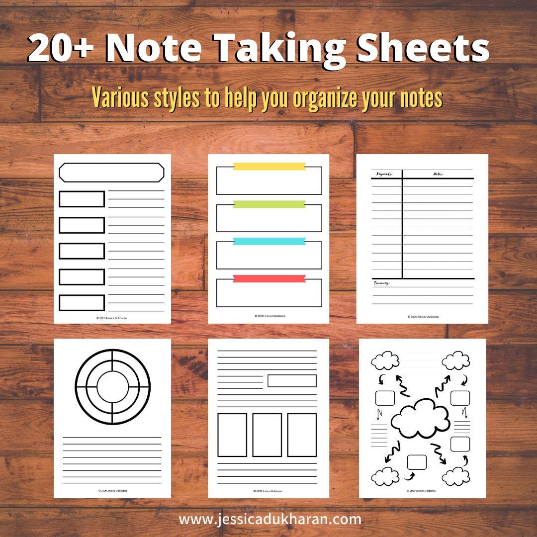Note Taking Sheets (instant Download) - Etsy