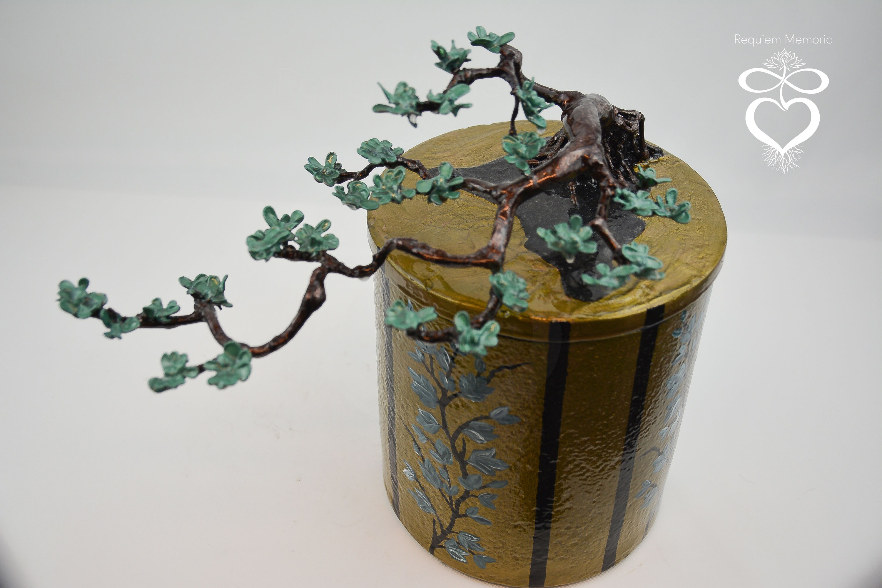 Unique and artistic cylindrical urn gold and black in color | Etsy