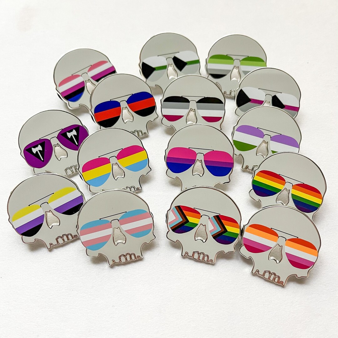 B GRADE Skull Pride Flag Pins - Hard Enamel Pride Flag Pins Inspired by ...