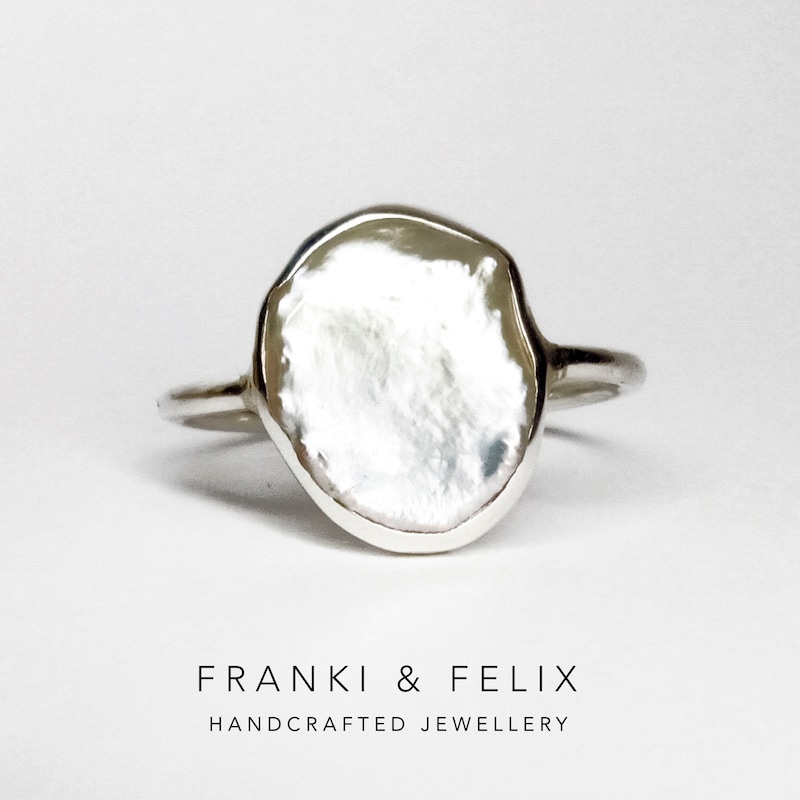 Silver and Pearl Ring - Etsy UK