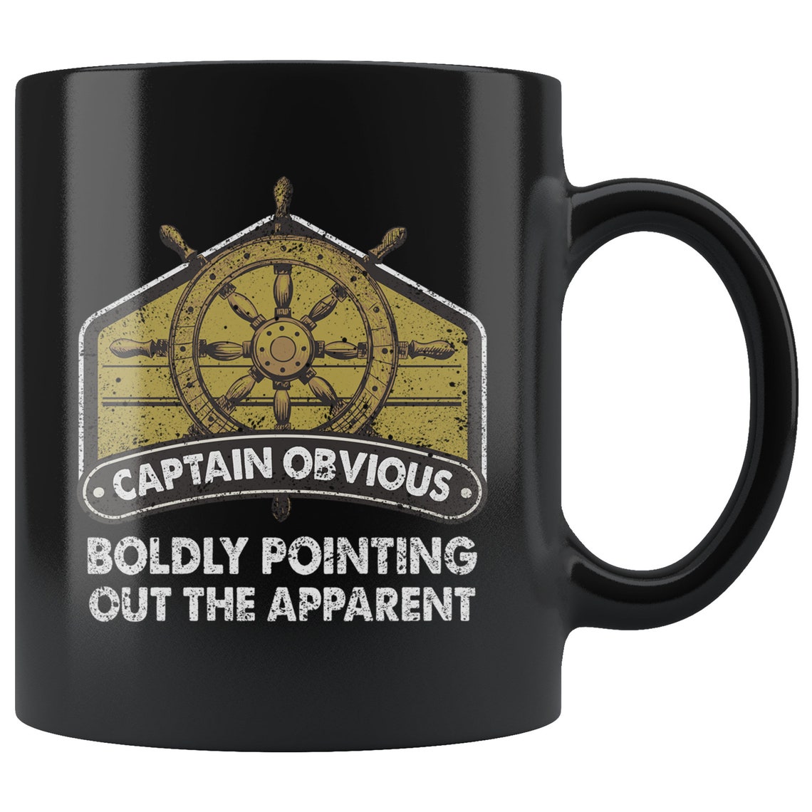 Captain Oblivious Funny Obvious Sarcasm 11 Oz Black Coffee Mug - Etsy