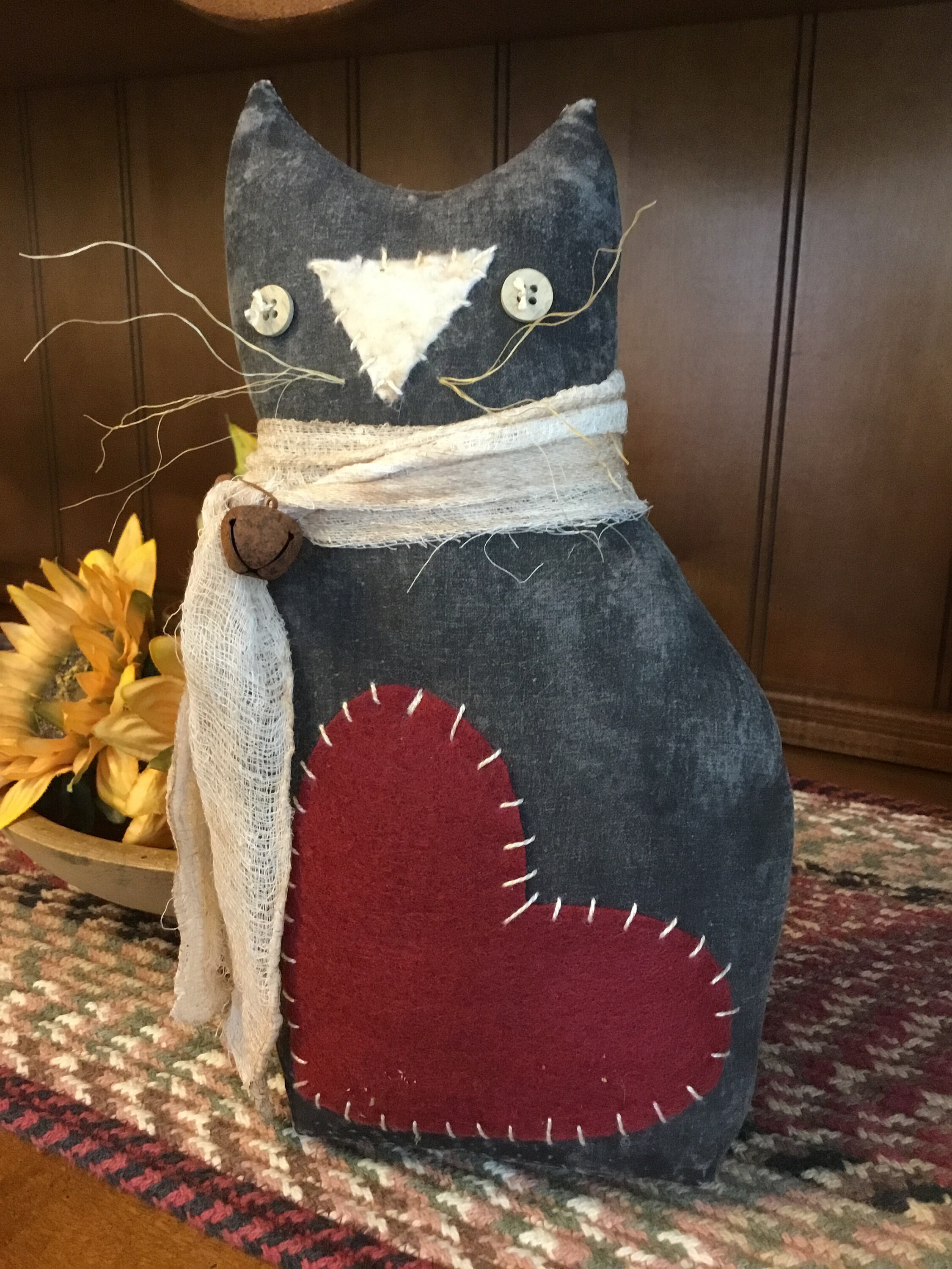 Primitive cat primitive cat decor primitive black cat | Etsy