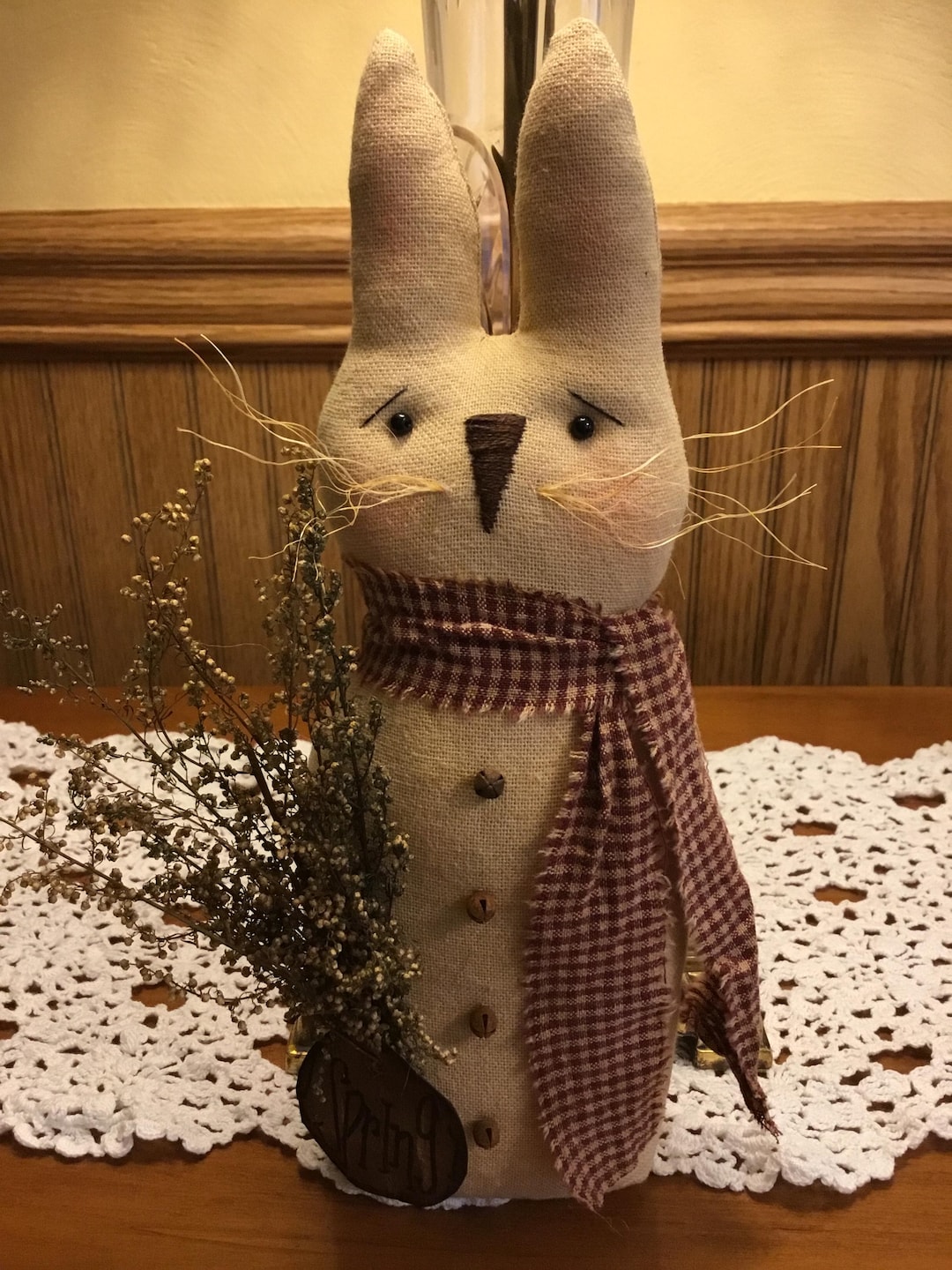 Handmade Primitive Bunny: Farmhouse Easter Decor, 10" Tall - Etsy