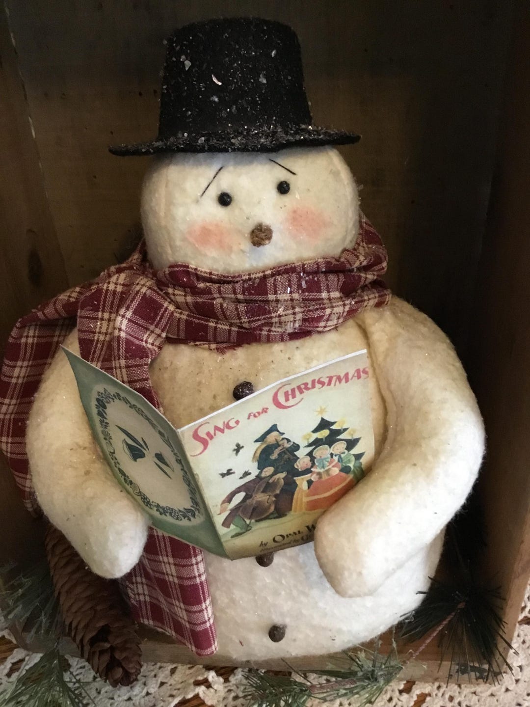 Primitive Snowman, Primitive Christmas Decor, Handmade Snowman ...