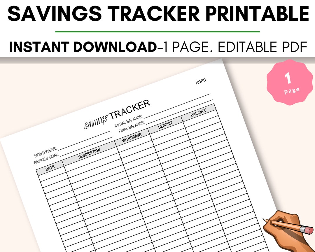Savings Tracker Printable: Use This Template to Keep Track of Your ...