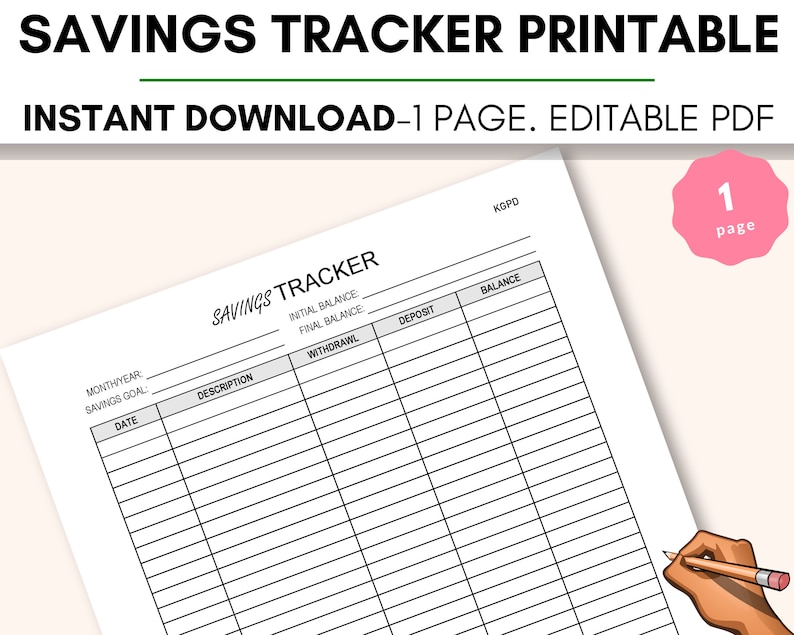 Savings Tracker Printable: Use This Template to Keep Track of Your ...