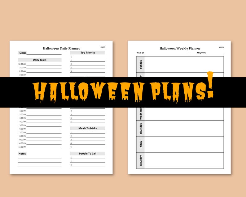 Halloween Activities Printables: PDF Excel Files to Organize - Etsy