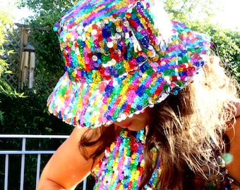 Sequin Bucket Hat - Etsy