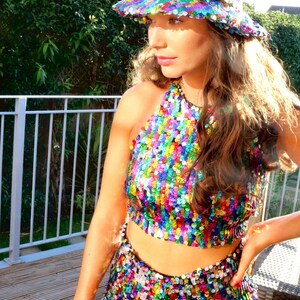 Rainbow Sequin Bucket Hat Handmade in the UK - Etsy