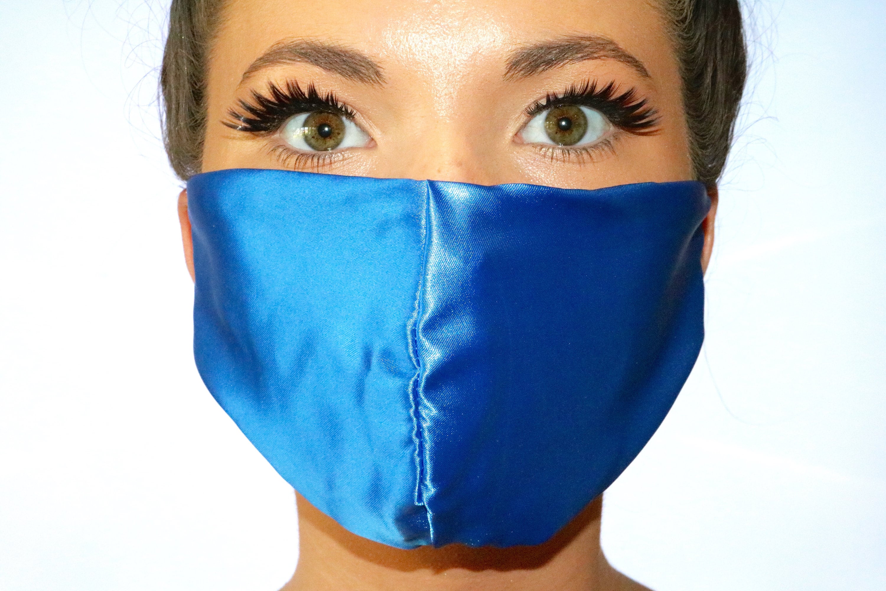 Royal Blue Satin Face Mask Handmade in UK | Etsy
