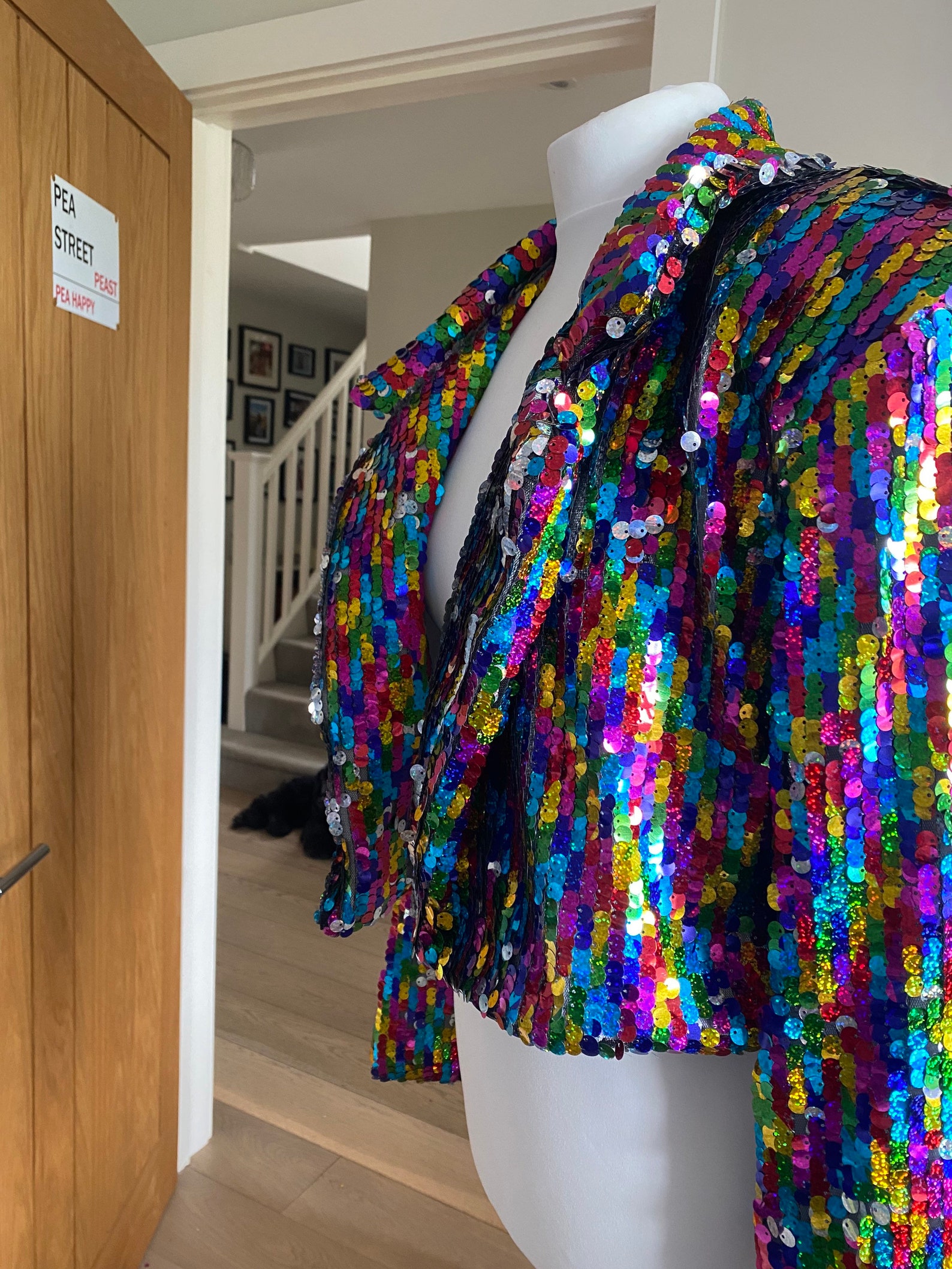 Rainbow Sequin Cropped Blazer Jacket Handmade Limited Edition - Etsy