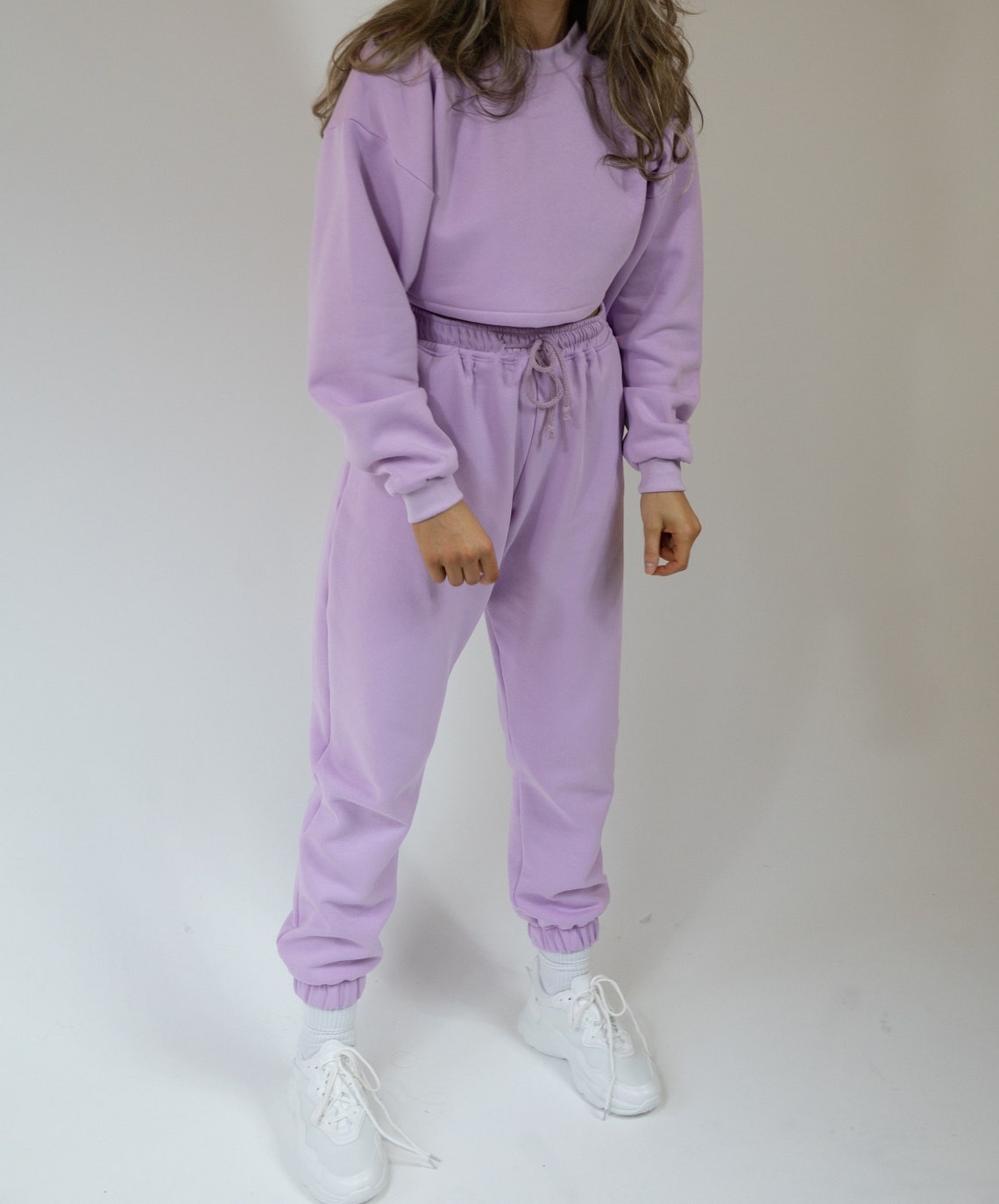 Lilac Crop Sweatshirt Jumper Loungewear Handmade - Etsy