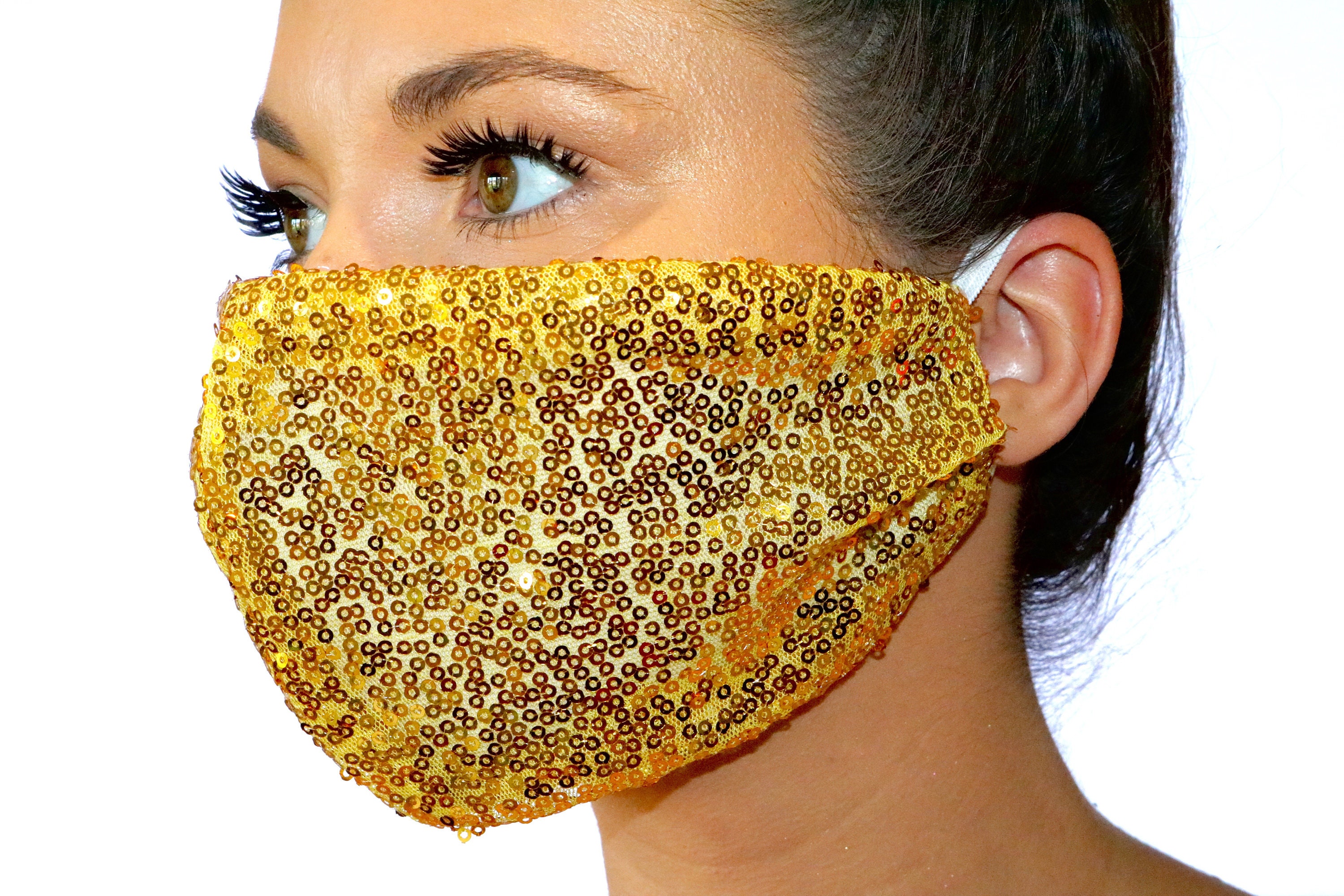 Gold sequin Face mask handmade in UK | Etsy